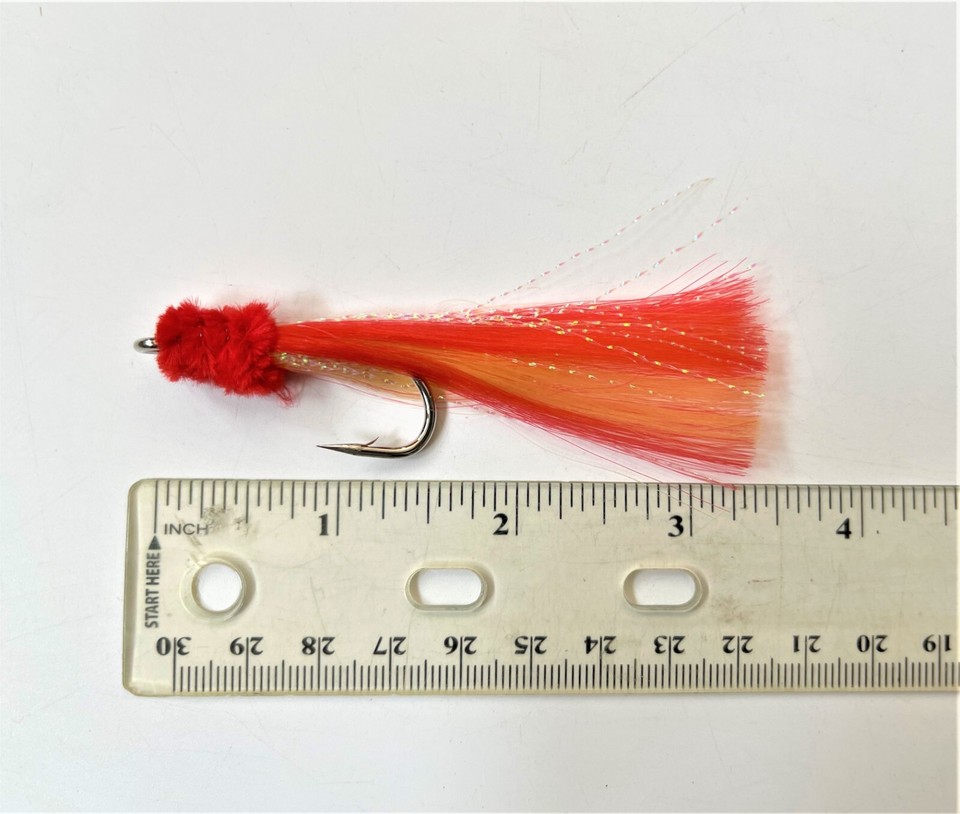 50 Pieces 5/0 Shrimp Fly Rigs Tied Hook Red Yellow Rockfish Baits | eBay