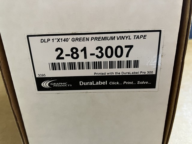 (2) ROLLS OLD STOCK DURALABEL 1" ' GREEN PREMIUM VINYL TAPE 2-81-3007 ...