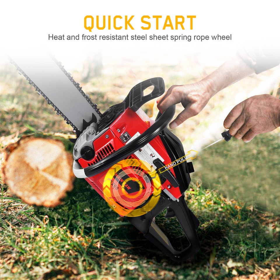 22" 52cc Gas Chainsaw Bar Gasoline Powered Chain Saw Engine Wood ...