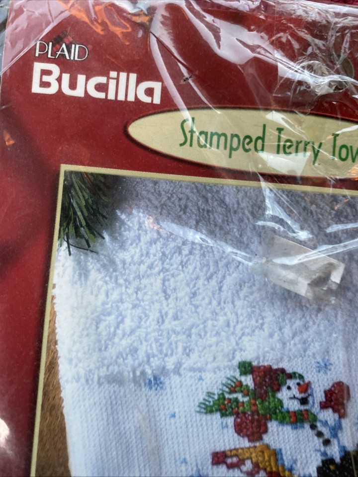 BUCILLA 2001 “Stamped (1) Terry Towel” 15x25” White/ Floss Not Included ...