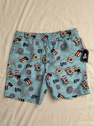 NEW Miller Lite Beer Logo Men’s Swimming Trunks Swimsuit Miller Light ...
