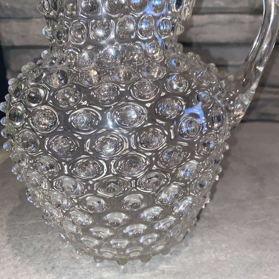 hobbs brockunier hobnail Clear Pitcher Hand Blown Glass | eBay
