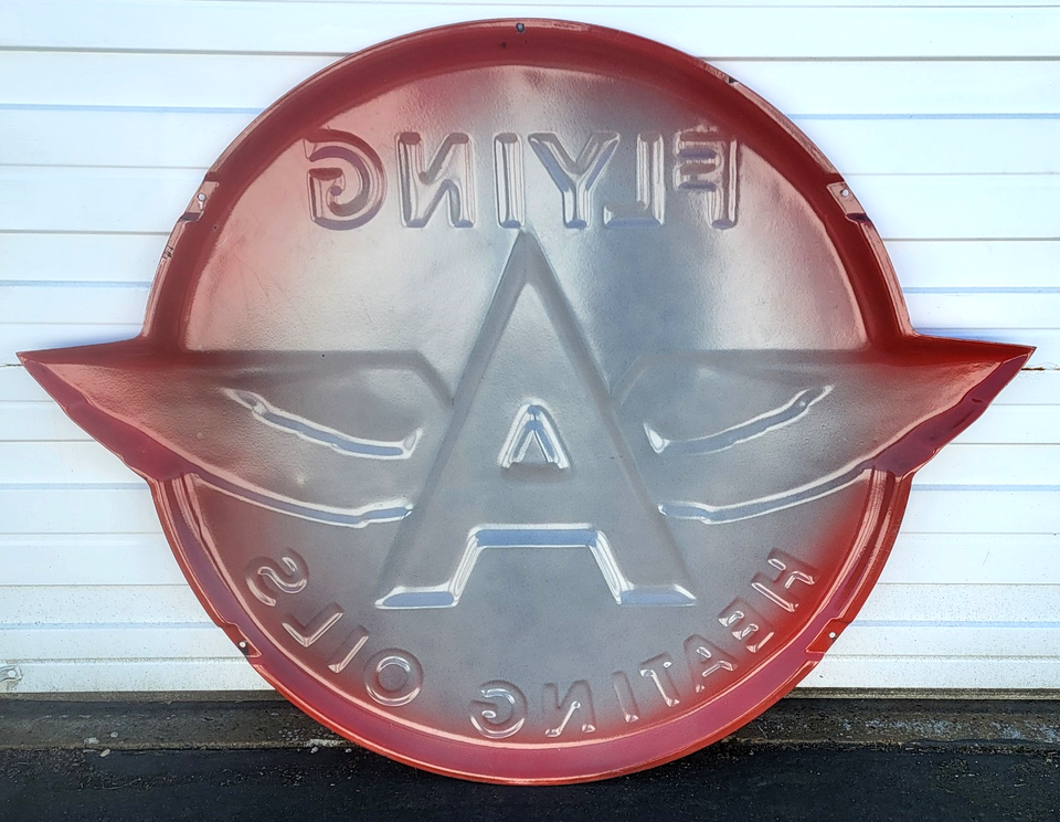 Rare Vintage Porcelain FLYING A Heating Oils Sign 48" x 62" Associated ...