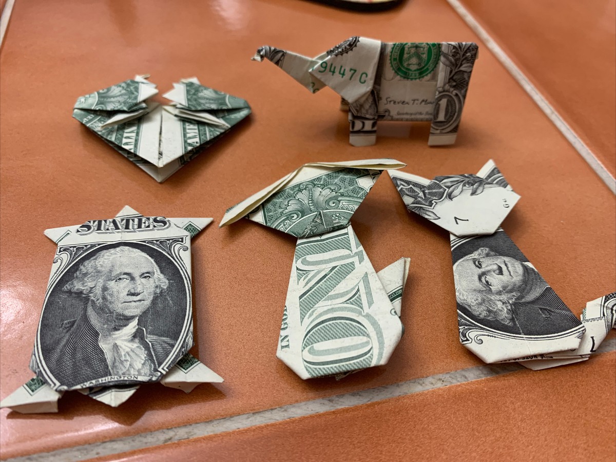 One Dollar Origami Elephant Elephant Figurine One Dollar Rolled Bill