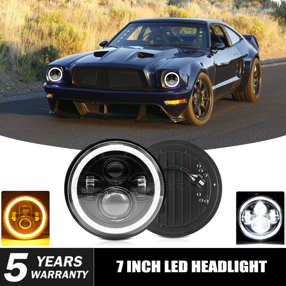 For Ford F1 1948-1951 1952 7" Inch Round LED Headlight Angel Eye DRL ...