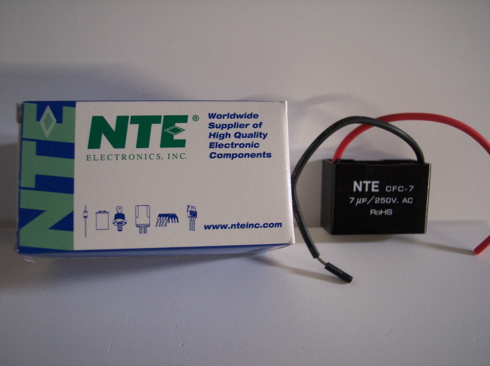 NTE Electronics CFC-7 7.0mf 125/250vac 2 wire Ceiling Fan Capacitor | eBay