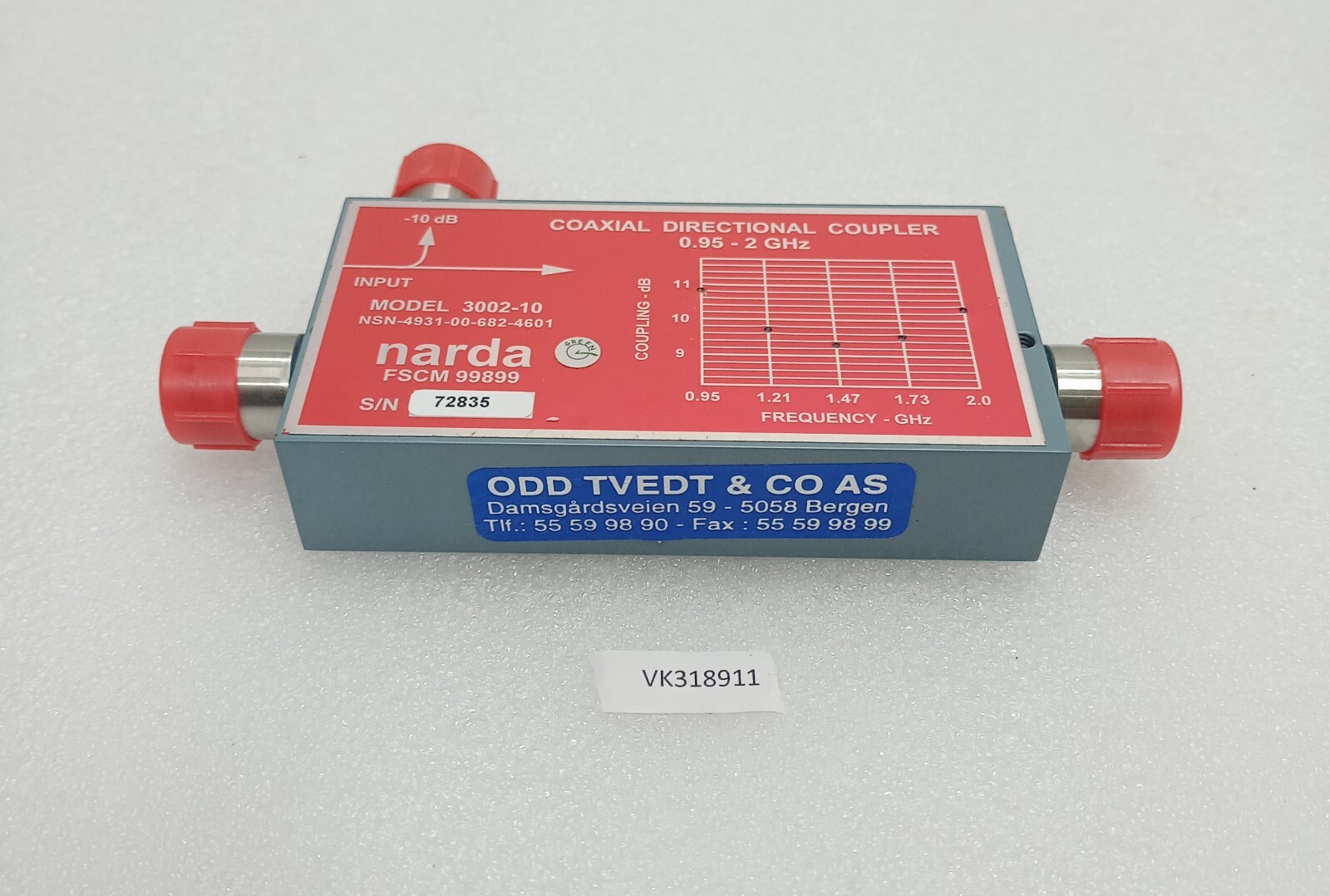 Narda 3002-10 Coaxial Directional Coupler 0.95-2.0 GHz 10db for sale ...