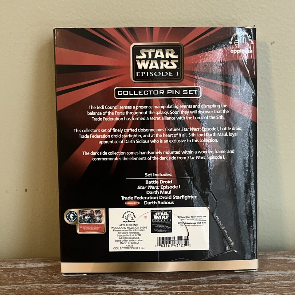 Star Wars Episode I Dark Side Collectible Pin Set Darth Maul Applause 5 ...
