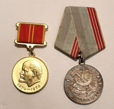 2 medal set Soviet USSR Russia Lenin Centenary Labor Veteran | eBay