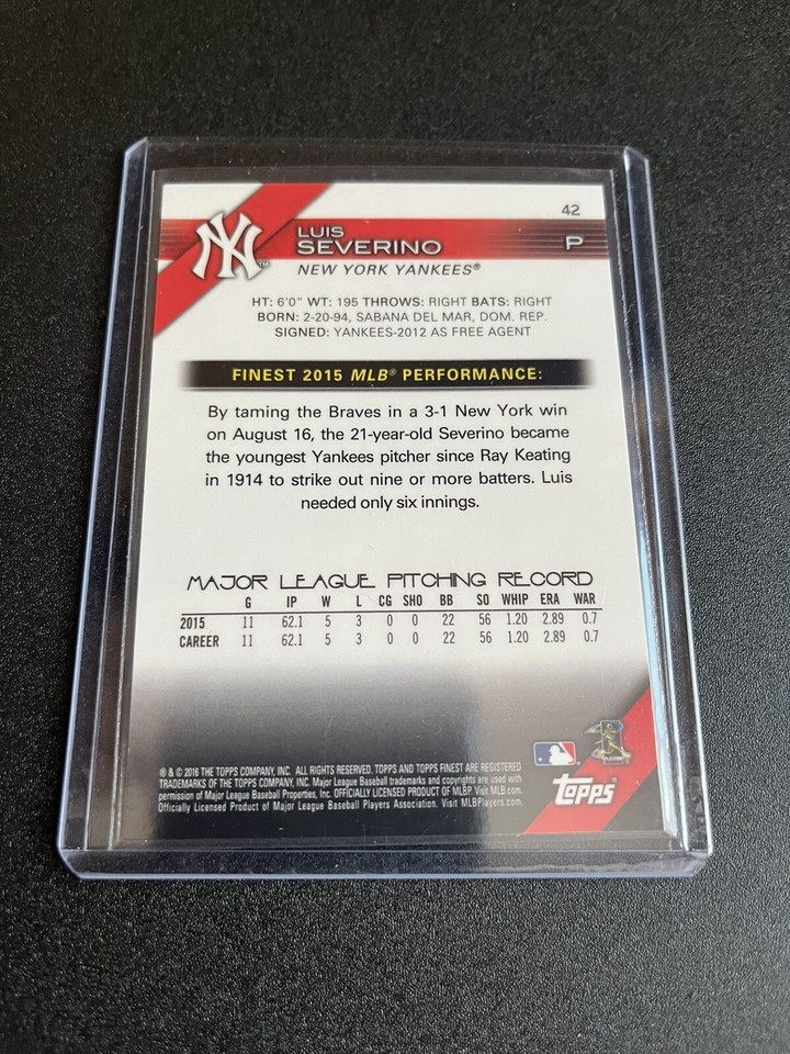 Luis Severino 2016 Topps Finest Green Refractor /99 Rookie #42 RC ...