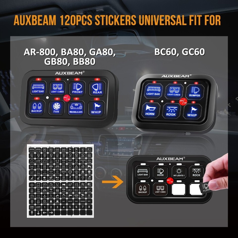 Auxbeam 120pc Universal Switch Panel Stickers Humanized Design For ...