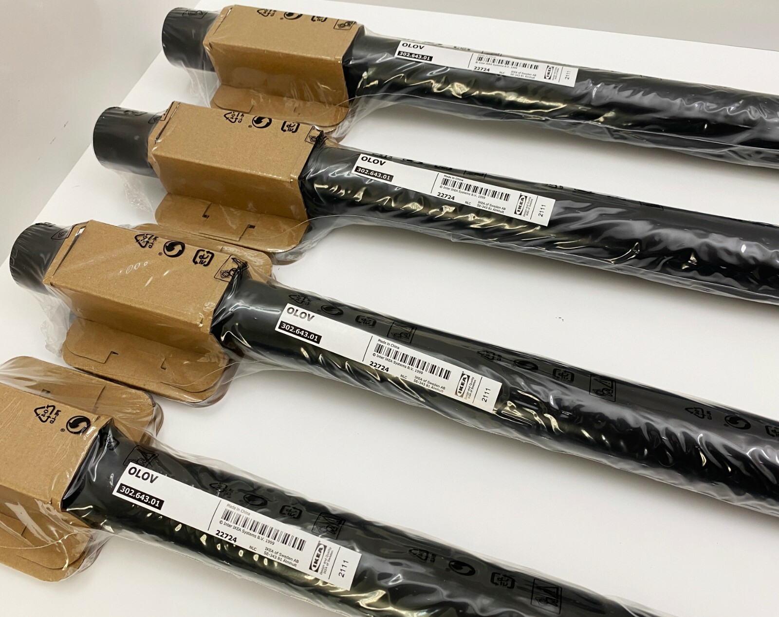 SET of 4 - Ikea OLOV Leg Adjustable 23⅝-35⅜" Steel/Poly Black 302.643. ...