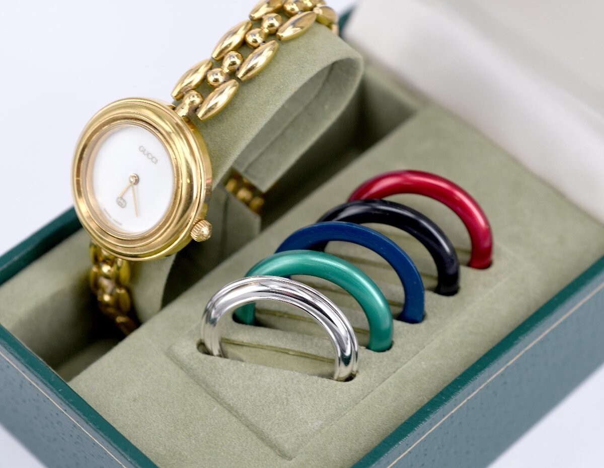 GUCCI Change Bezel Watch Quartz 6 Colors Gold Colors in Box | eBay