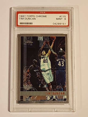 1997 Topps Chrome Tim Duncan Rookie RC PSA 9 HOF San Antonio Spurs 97 ...