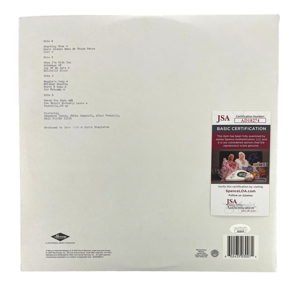Chris Stapleton Signed Autograph Album Vinyl Record - Starting Over w ...