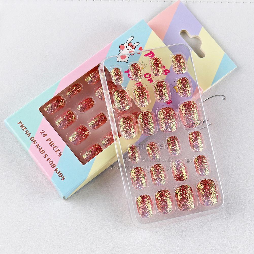 Sparkling 24pcs Kids Childrens Girl Fake Stick Press False Cover Finger ...