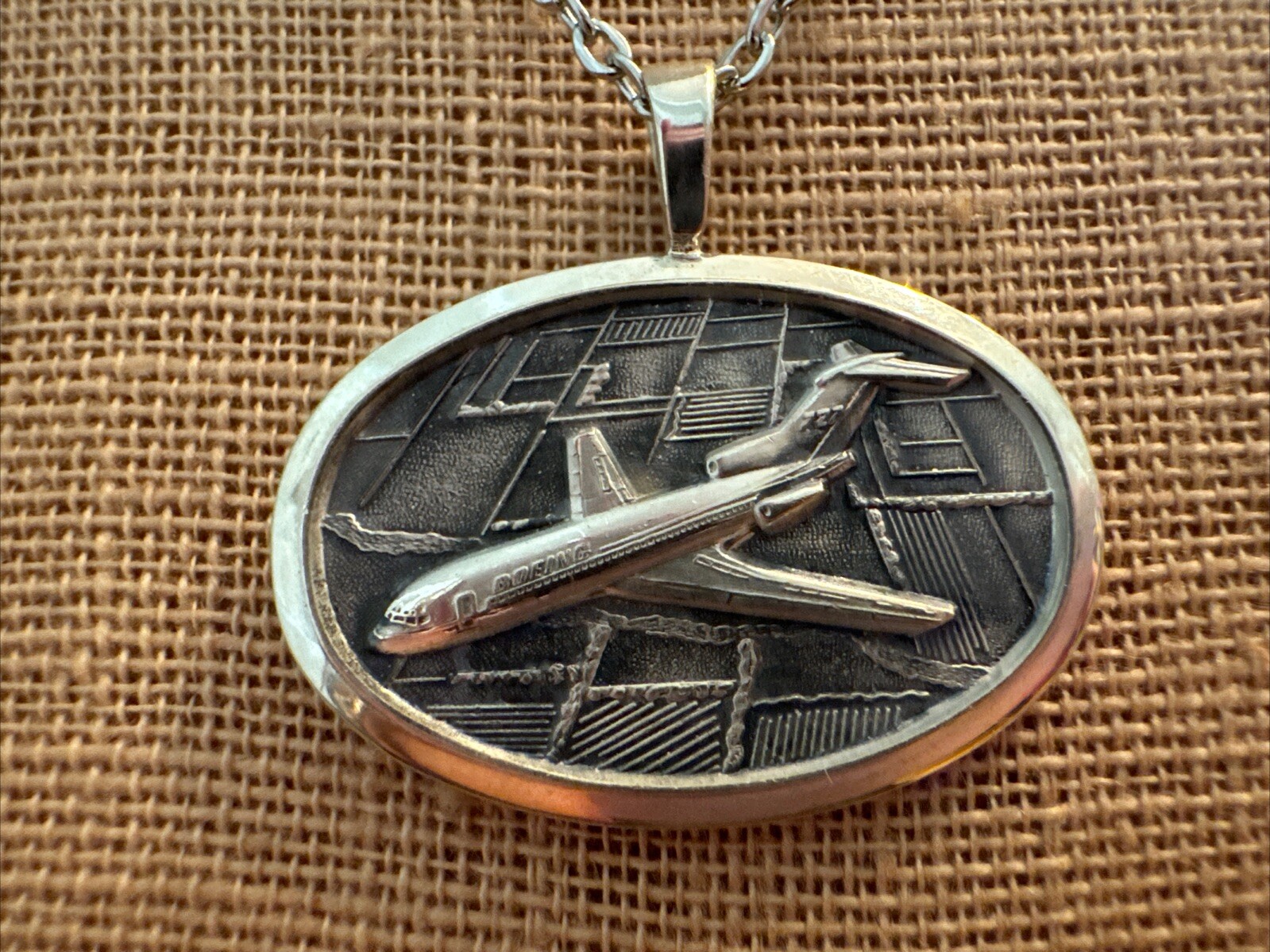 Vintage Sterling Silver Boeing 727 Airplane Pendant O… - Gem