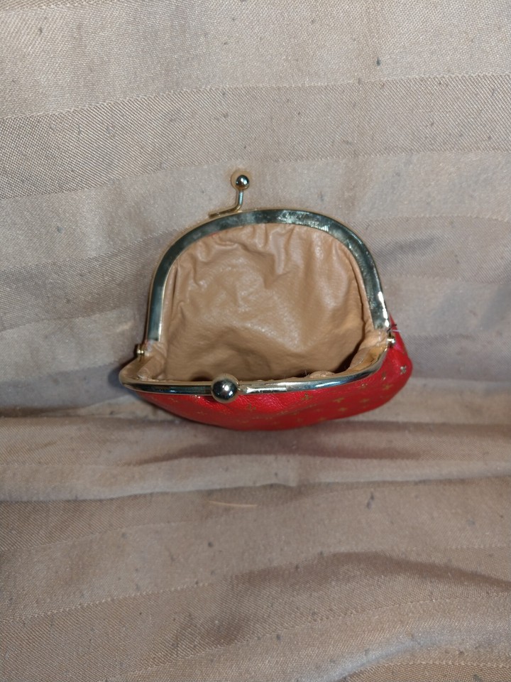 New Vintage Firenze Fiocchi Italian Leather Coin Purse Red Fleur-de-lis ...