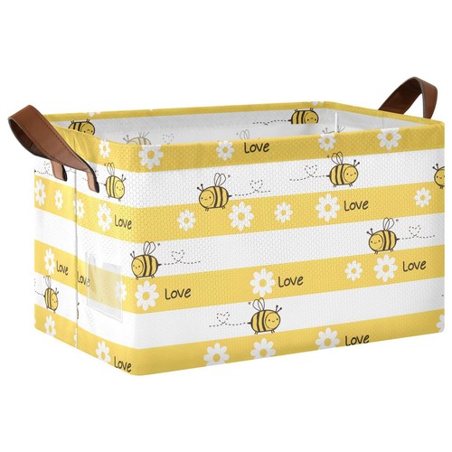 Storage Bins Cute Bee Love Flower Storage Basket Waterproof Shelf Bins ...