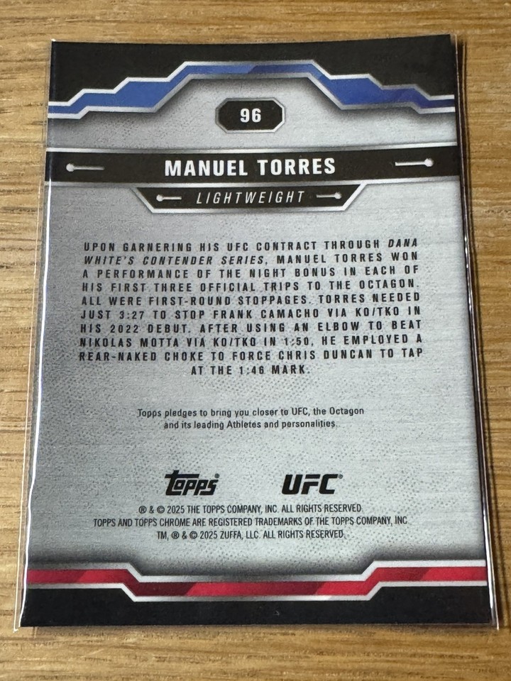 2025 Topps Chrome UFC Red & Blue Refractor MANUEL TORRES No. 96 | eBay