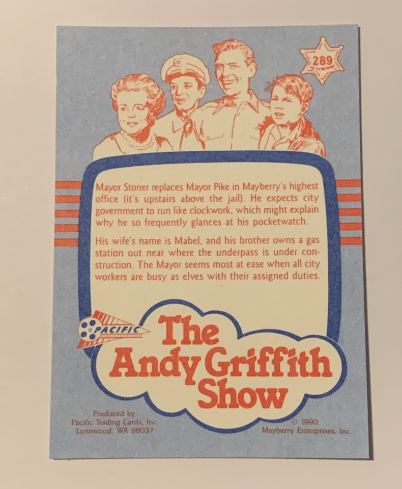 The Andy Griffith Show 1990 Pacific TV Card #289 Mayor Roy Stoner | eBay