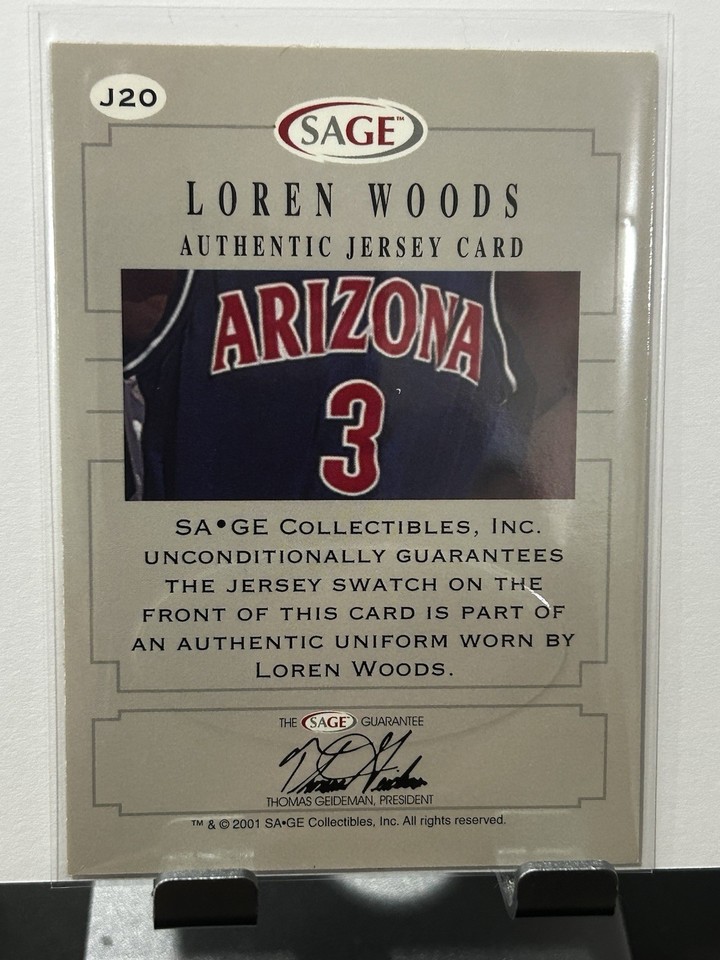2001 Sage Loren Woods J20 Authentic Jersey Card /200 | eBay