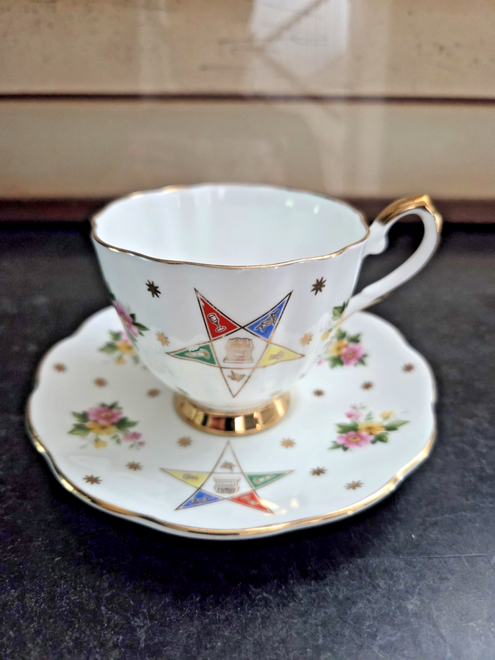 Taylor & Kent England Bone China Cup & Saucer Order of Eastern Star OES ...