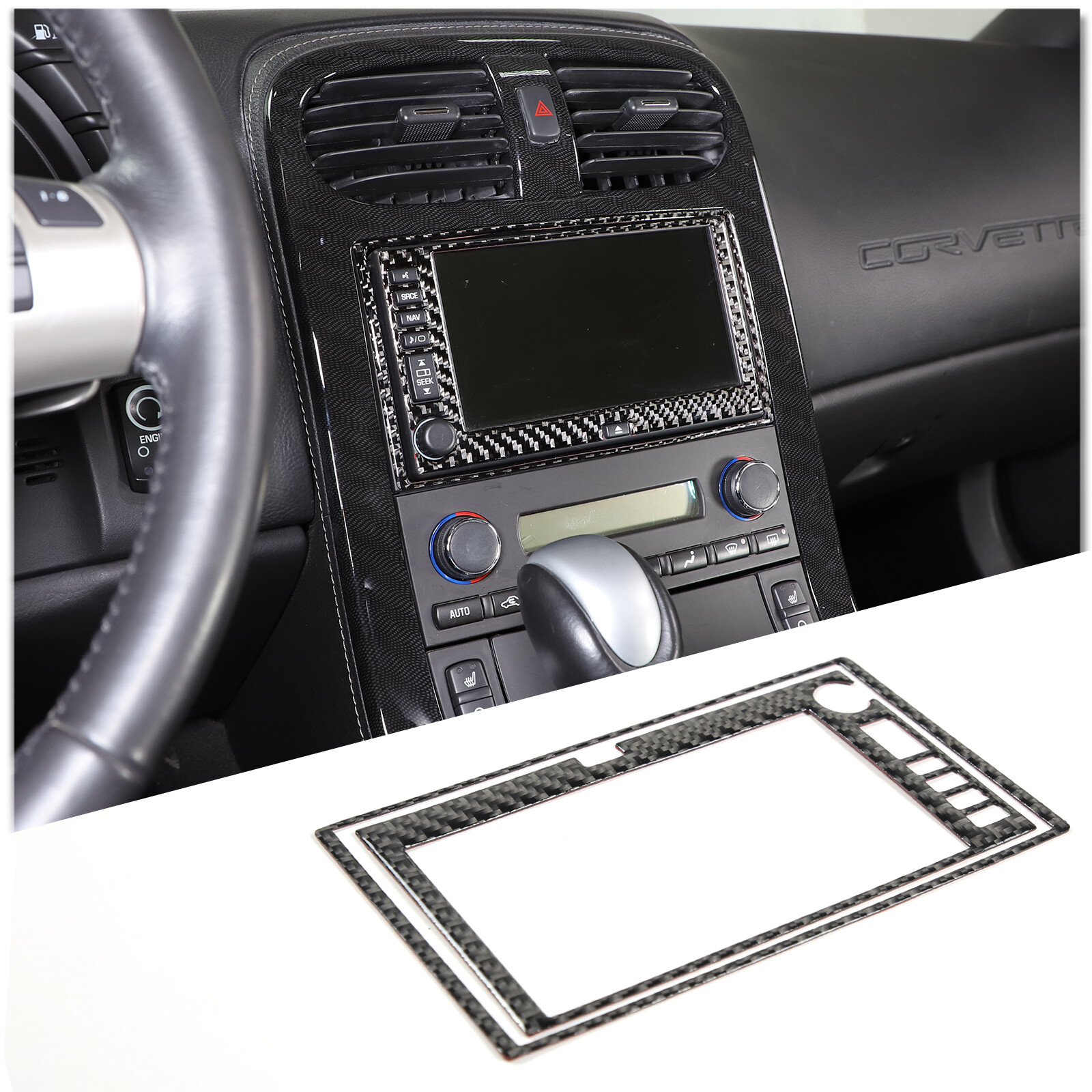 For Corvette C6 05-13 Soft Carbon Fiber Interior Center Console Trim ...