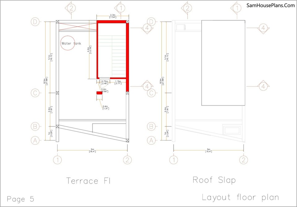 Home Designs 5x10 Meter 17x33 Feet 2 Bedrooms Terrace Roof PDF (A4 Hard ...