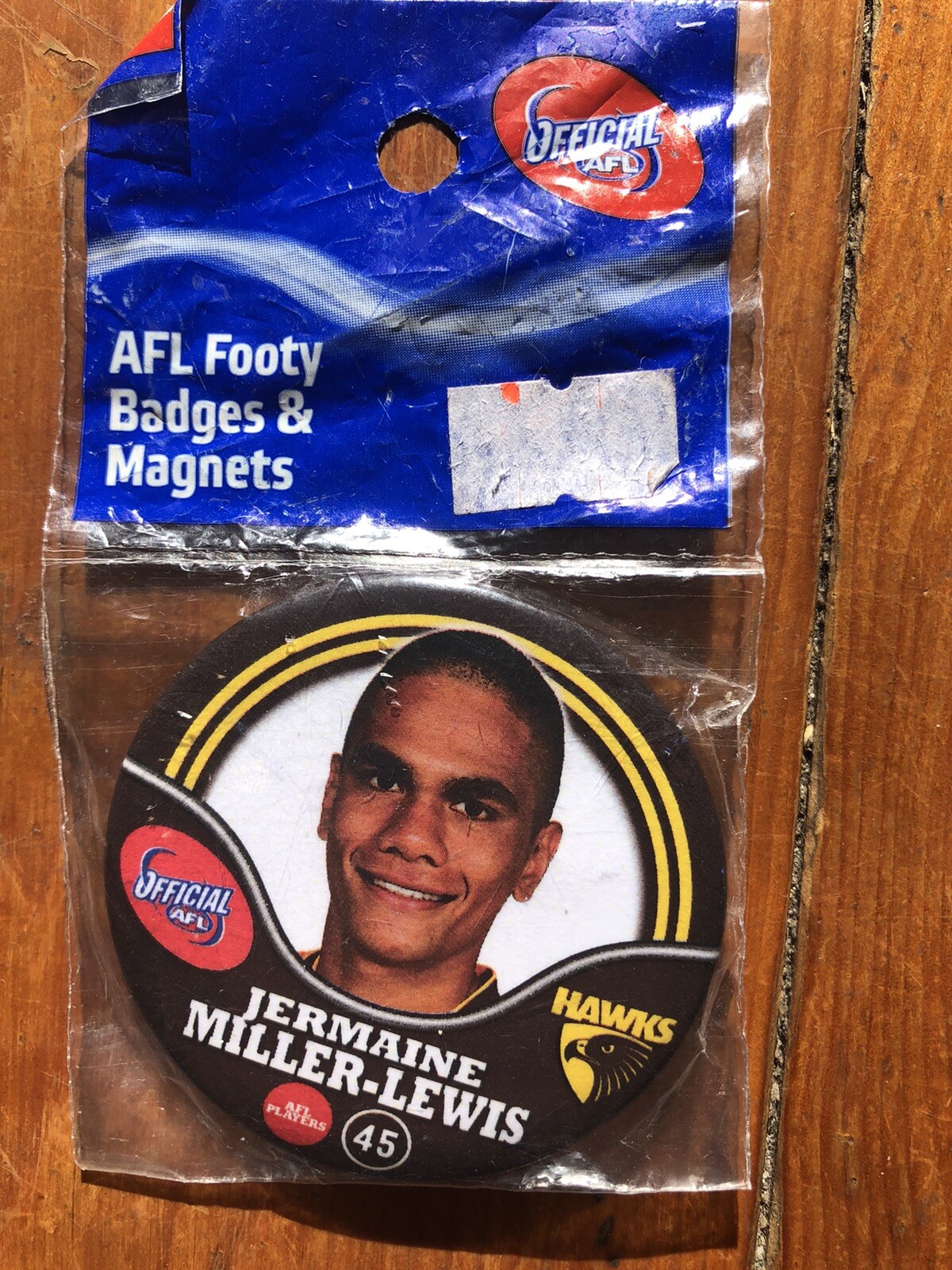 HAWTHORN HAWKS NEW & SEALED AFL FOOTY BADGE - JERMAINE MILLER-LEWIS ...