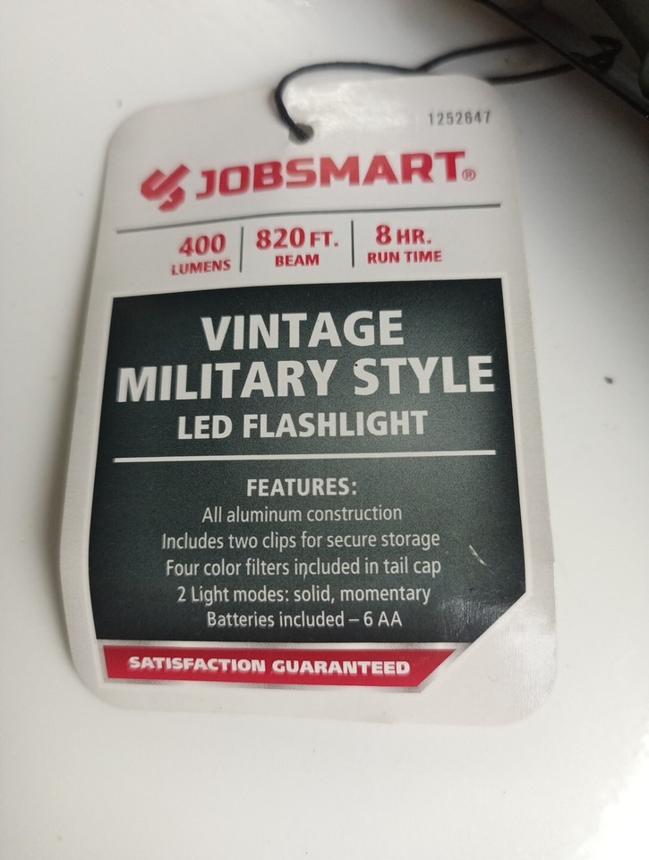JobSmart Green Aluminum Vintage Military Flashlight | eBay
