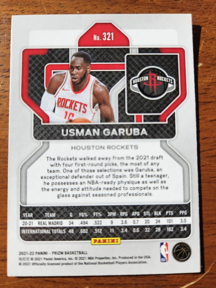 2021 Panini Prizm Base RC Rookie #321 Usman Garuba Houston Rockets | eBay