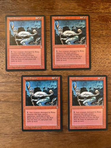 Bone Shaman x4 NM+ NEVER PLAYED MTG Ice Age Magic 4x 1995 VINTAGE FREE ...