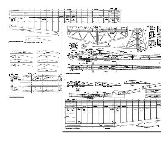 Big Birdi Powered Sailplane 99" WS RC Model Airplane Printed Plans ...