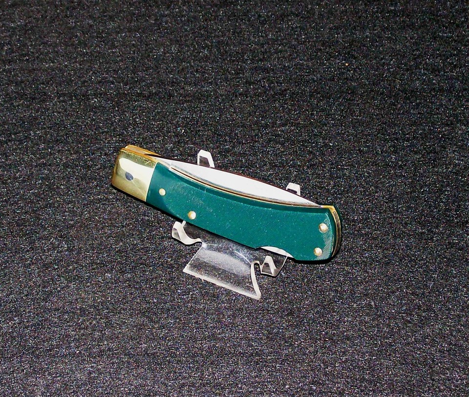 Schrade Lockback Knife 5OTG Circa-1990's Green Handles 3-3/4" Cl. No ...
