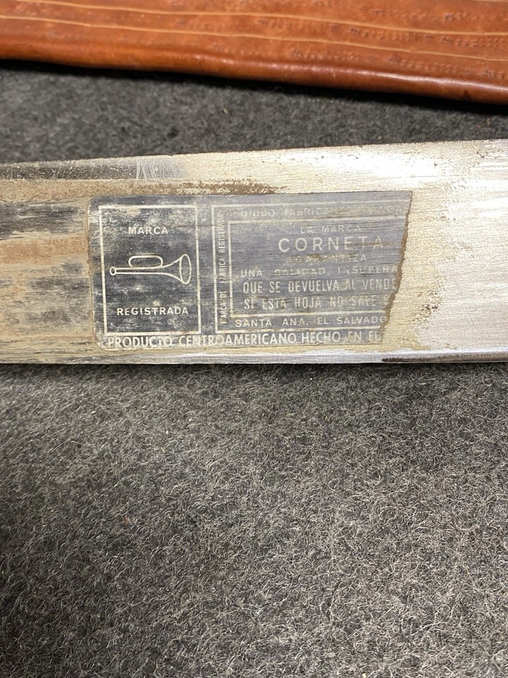 Vintage EL SALVADOR CORNETA Machete No 127 With Leather Scabbard 24 ...