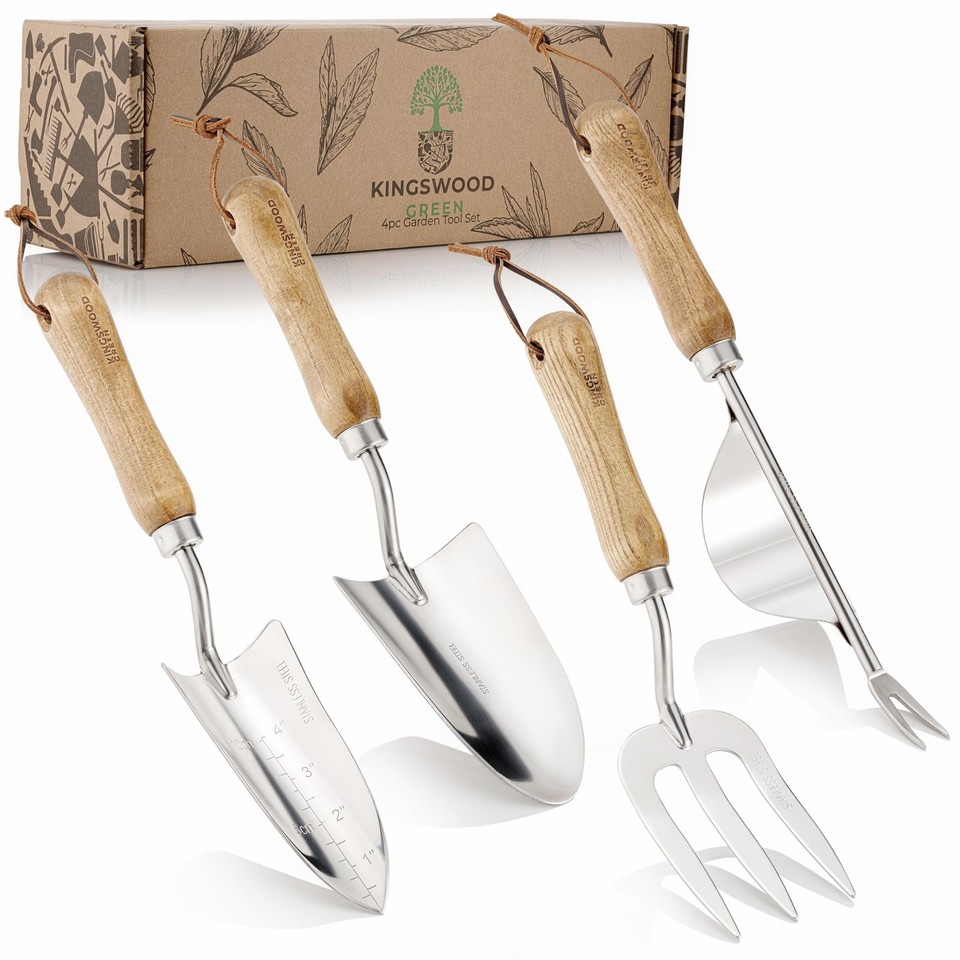 Kingswood Green® 4-Piece Garden Tool Gift Set | Ash Wooden Handles ...
