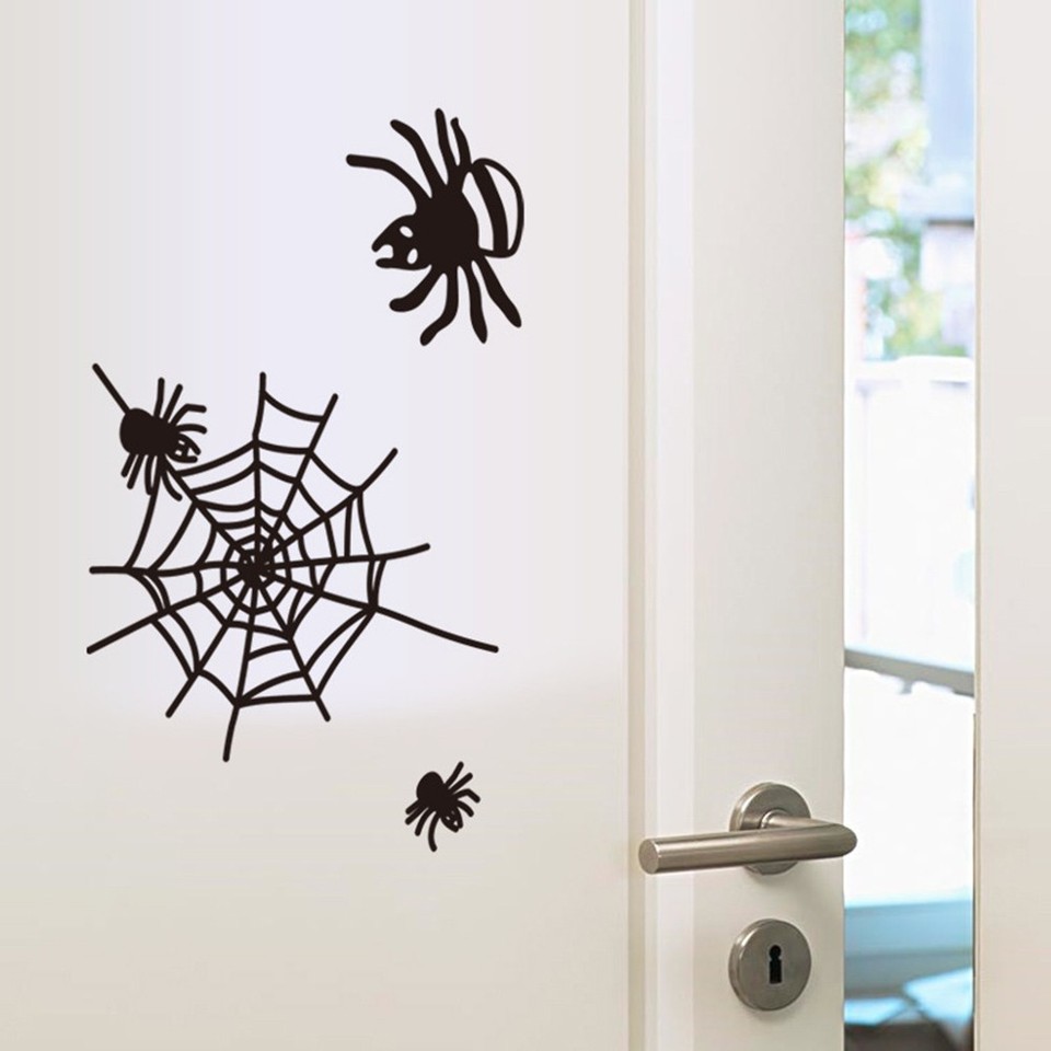 Spider Web Halloween Decorations Window Stickers Removable Art Mural ...