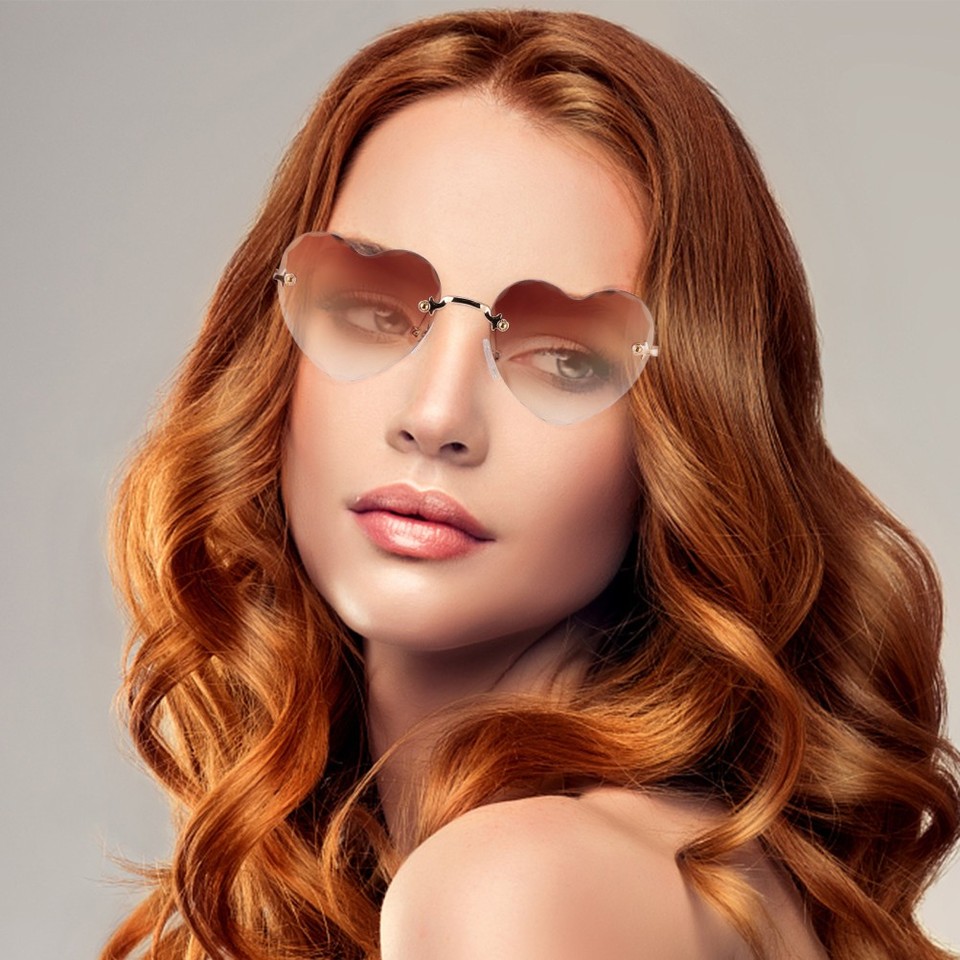 1pc Frameless Thick Edges Sunglasses Wave Heart Shape Fashion ...