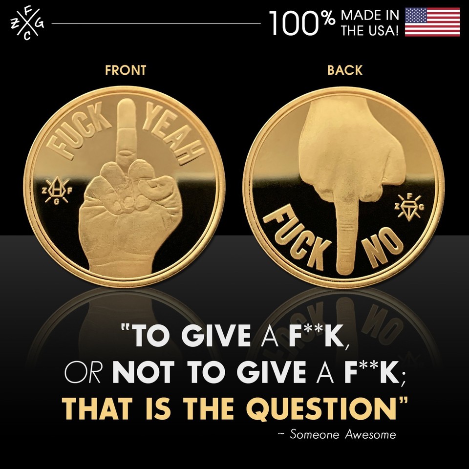 Decision Maker Coin - Fuck Yeah/Fuck No Middle Finger Coin - Gold - NEW ...