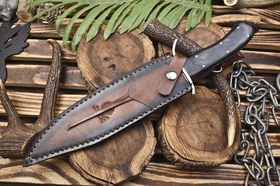 Ashen Edge Hand Crafted Bowie Knife AUS-8 Steel Hard Wood Steel Guard ...