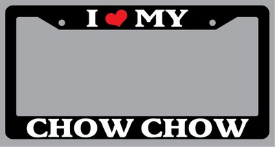 Black License Plate Frame "I Heart My Chow Chow" Auto Accessory Novelty ...