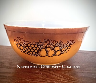 Vintage Pyrex 403 ~ Old Orchard Fruit Brown Nesting Mixing Bowl 2.5 Qt ...