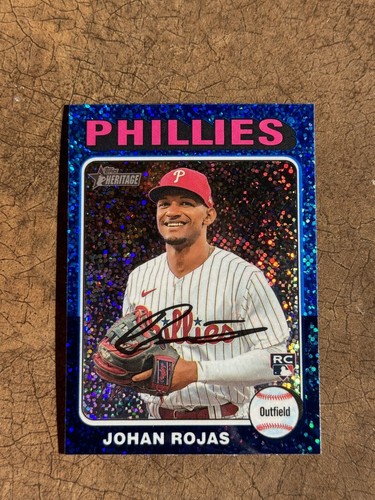 Johan Rojas 2024 Topps Heritage RC Rookie SP Blue Sparkle #171 Phillies ...