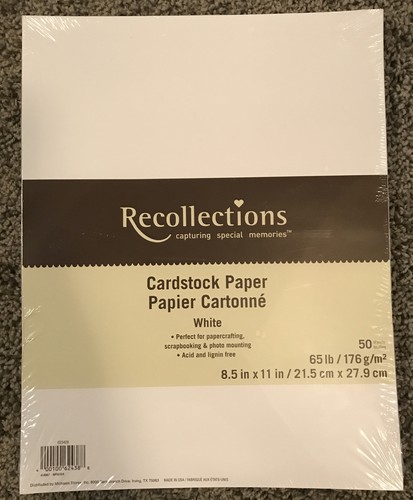 Recollections Card Stock Paper, White, 50 Sheets, 8.5” X 11”, 65lb | eBay