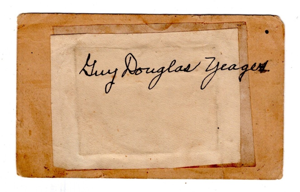 Photo, tintype, BABY with "Hidden Mother", name on reverse "Guy Douglas ...