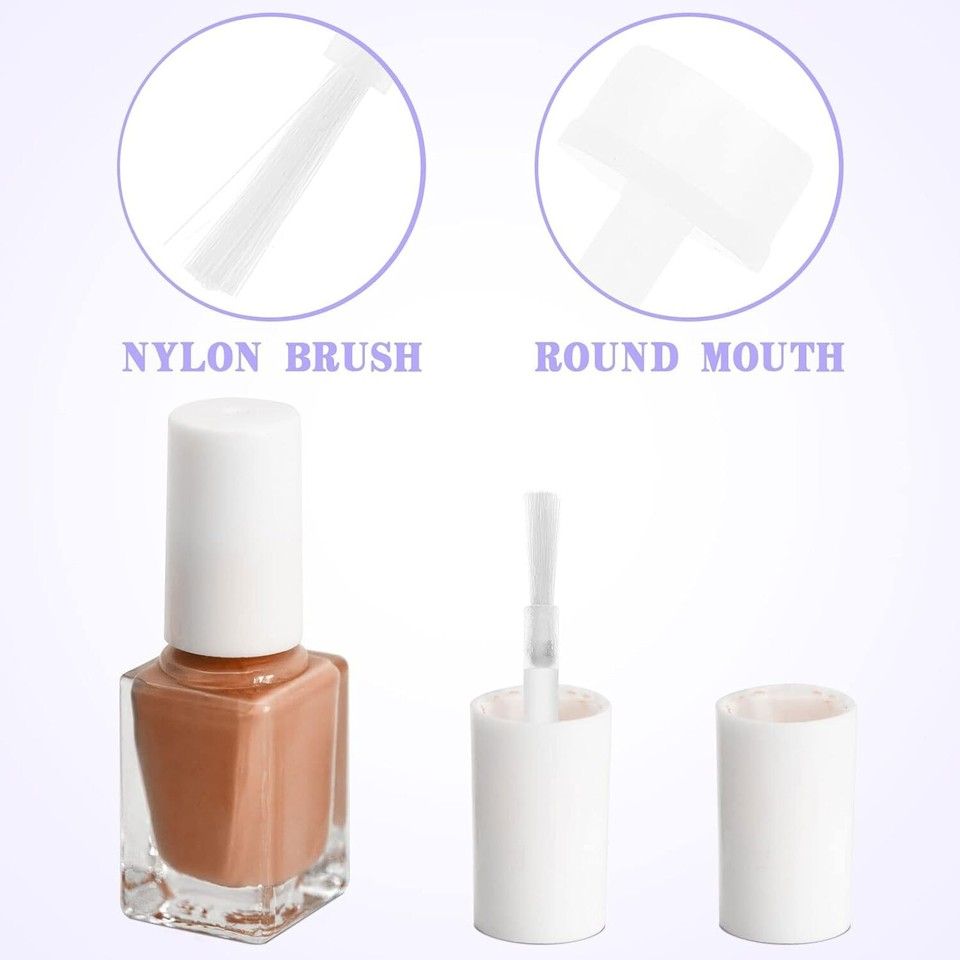 Premium Nail Polish Brush Set - Clear Round Dip Powder Liquid Brushes ...