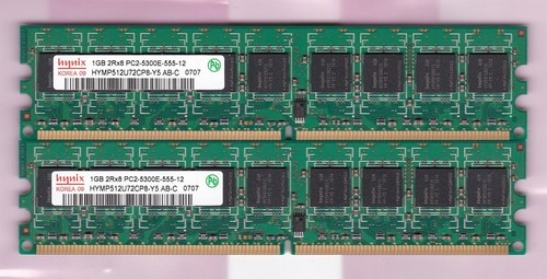 2GB 2x1GB HYNIX PC2-5300E ECC HYMP512U72CP8-Y5 AB-C DDR2-667 RAM MEMORY ...