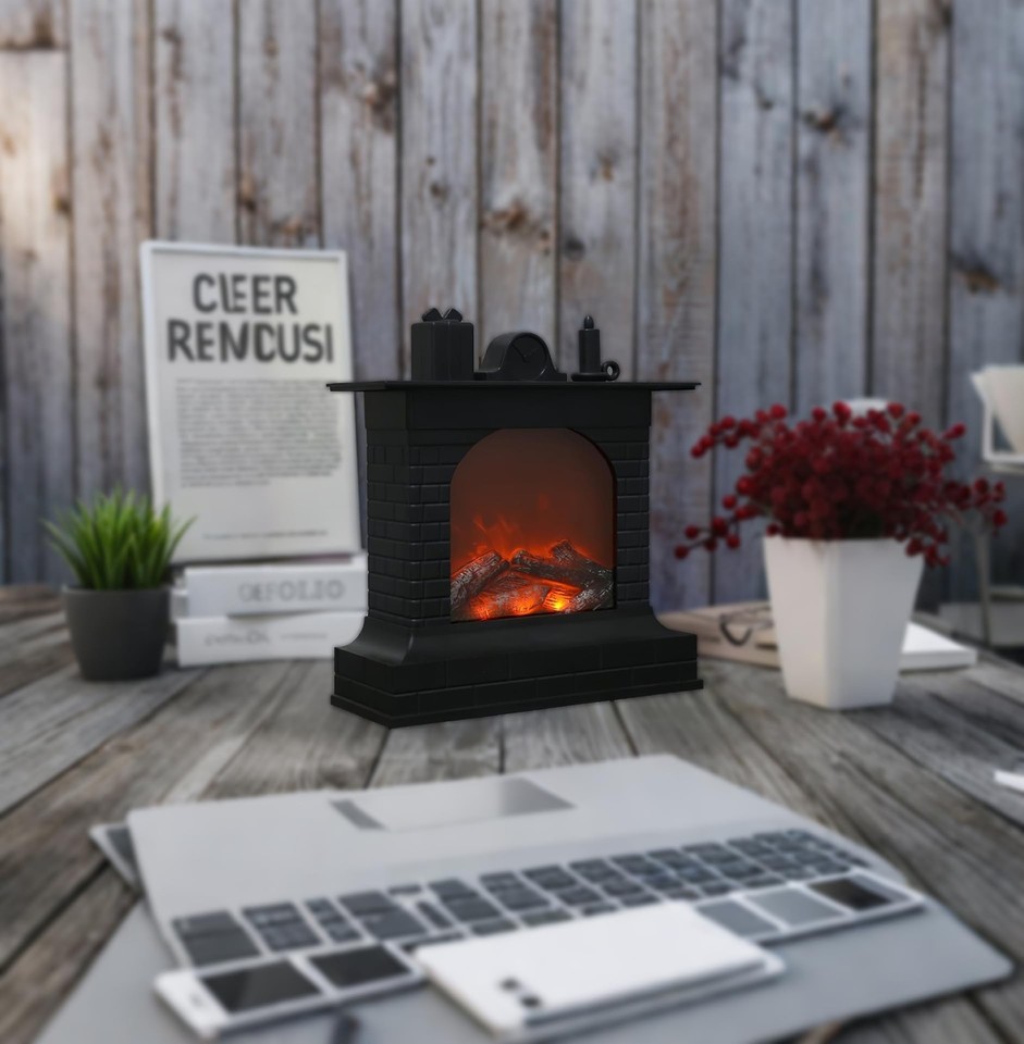 Flameless Fireplace Lantern - Dual Power (USB/Battery) Realistic Flame ...
