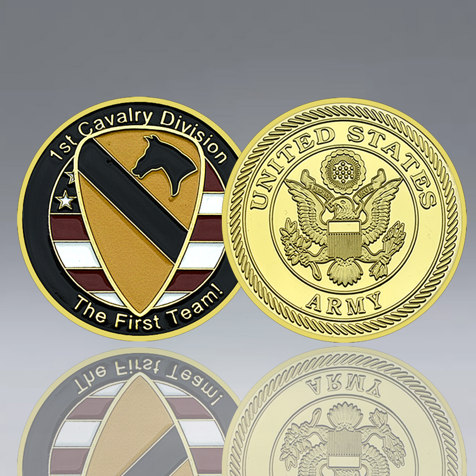 US Army 1st Cavalry Division Gold Plated Challenge Coin Collection Gift ...